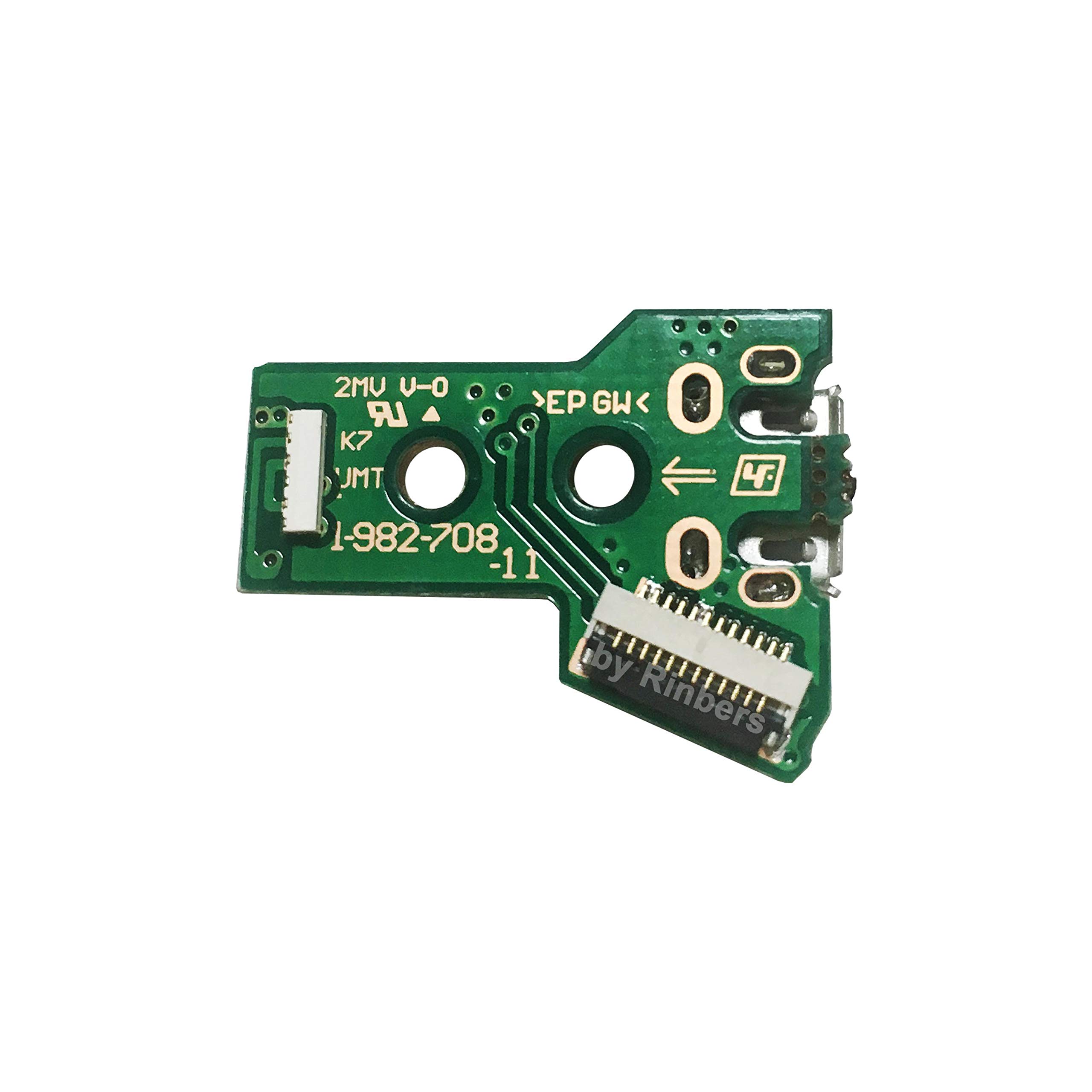 Rinbers® Pack of 2 JDS-050 JDS-055 Replacement Charging Port Micro USB Adaptor Charger Socket Circuit Board with 12 Pin Flex Cable for SONY PS4 5th Gen DualShock 4 Controller