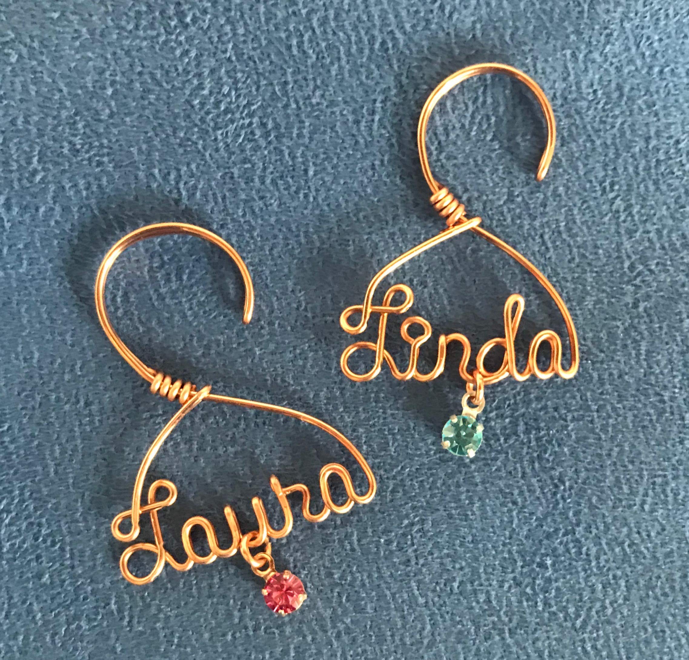 Personalized Wine Charm~Wine Glass Charm~Wire Name~17 pretty colors to choose from~Swarovski Birthstones~Handmade~Unique Gift for the Wine lover in your life