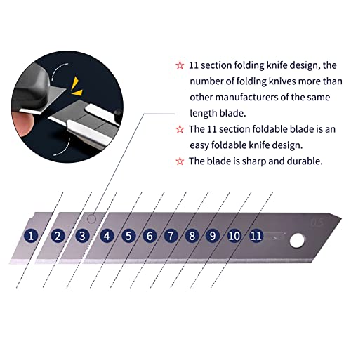 WEXWE 18mm Utility Knife Replacement Blades,60 Degree Snap Off SK4 Steel Blades for Retractable Cutting Knives, Hobby, Craft Knife, Box Cutter 20PCS