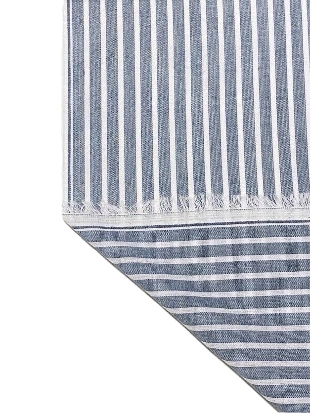Navy Blue White 100 Percent Cotton Lawn Stripe Apparel Fabric Sheer 58 Inches Wide by The Yard
