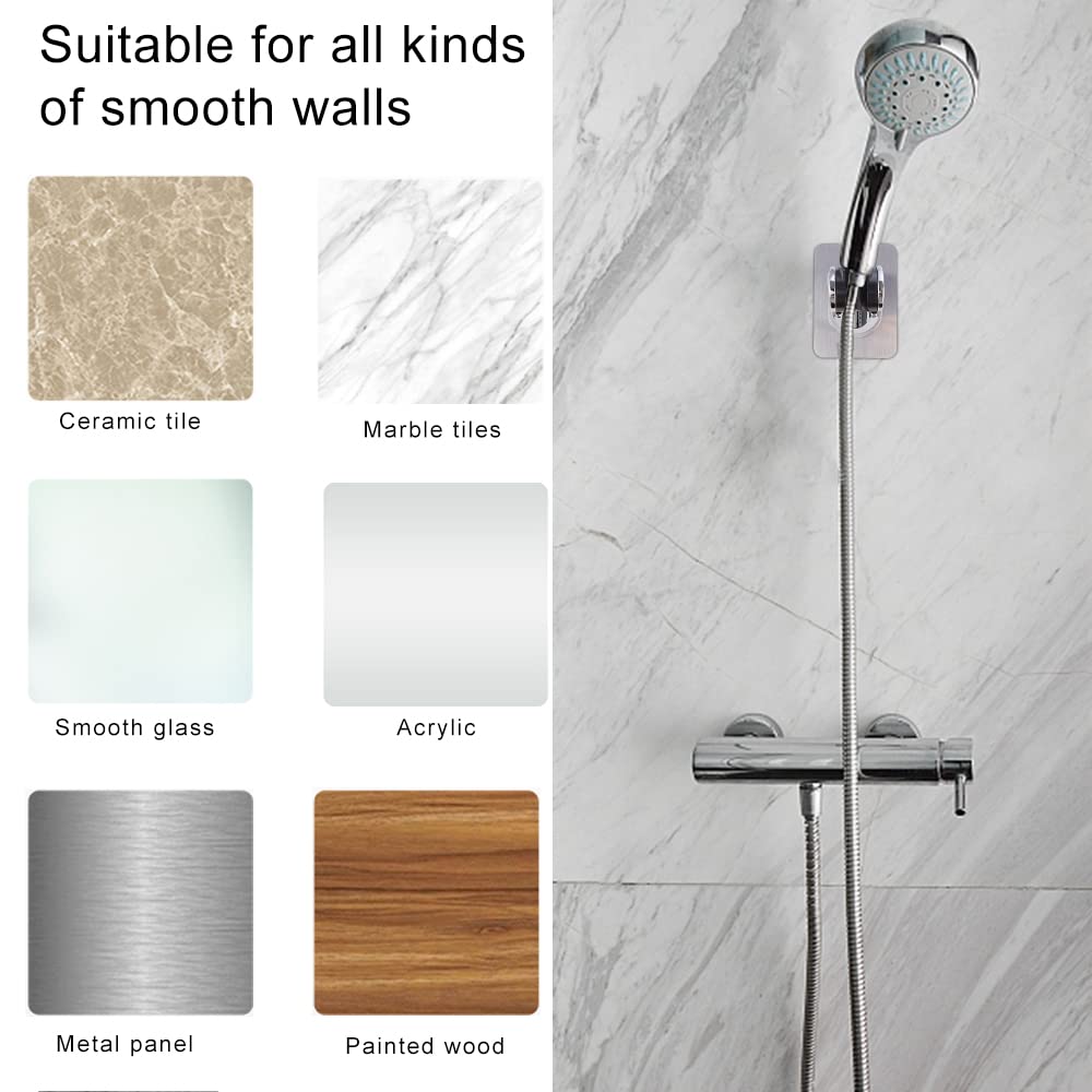 TCOTBE 2 Pieces Removable Shower Head Holder Adjustable Handheld Shower Head Holder Strong Shower Head Holder Suction Punch-Free Drill Free Adhesive Suction Cup Shower Wand Shower Hose Holder