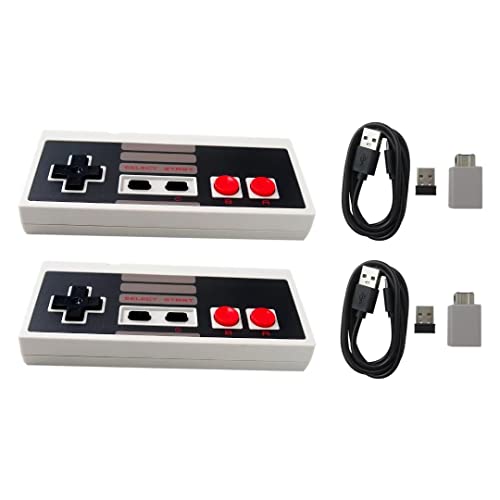 Wireless Game Controller for NES/SNES Classic Mini Edition, 2.4G Wireless Rechargeable Gamepad One Charge Lasts 100 Hours 2 Packs
