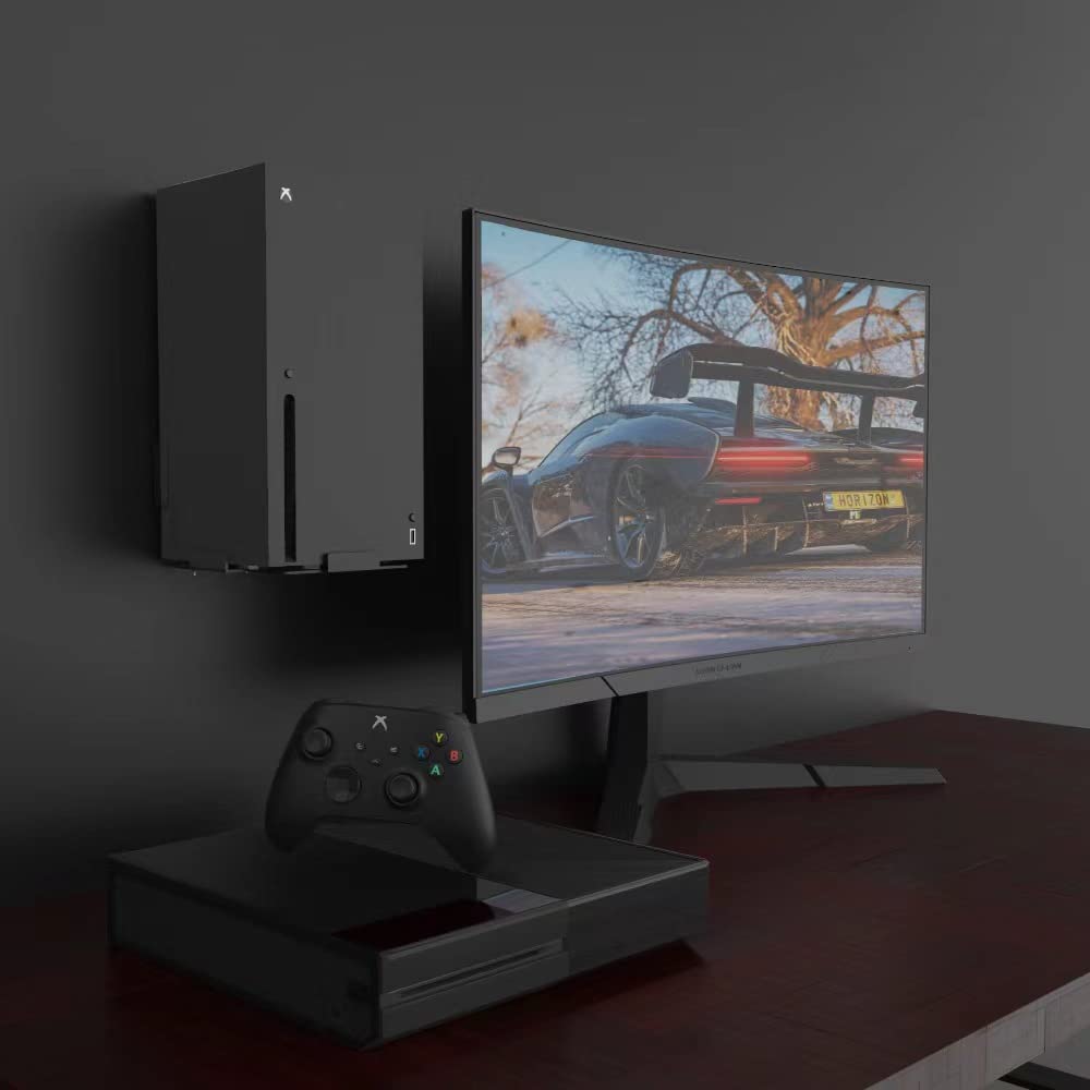 Xbox Series X Wall Mount, Xbox Series X Stand Wall Mount Accessories with Xbox Series X Headphone Holder - Xbox Series X Accessories - Black