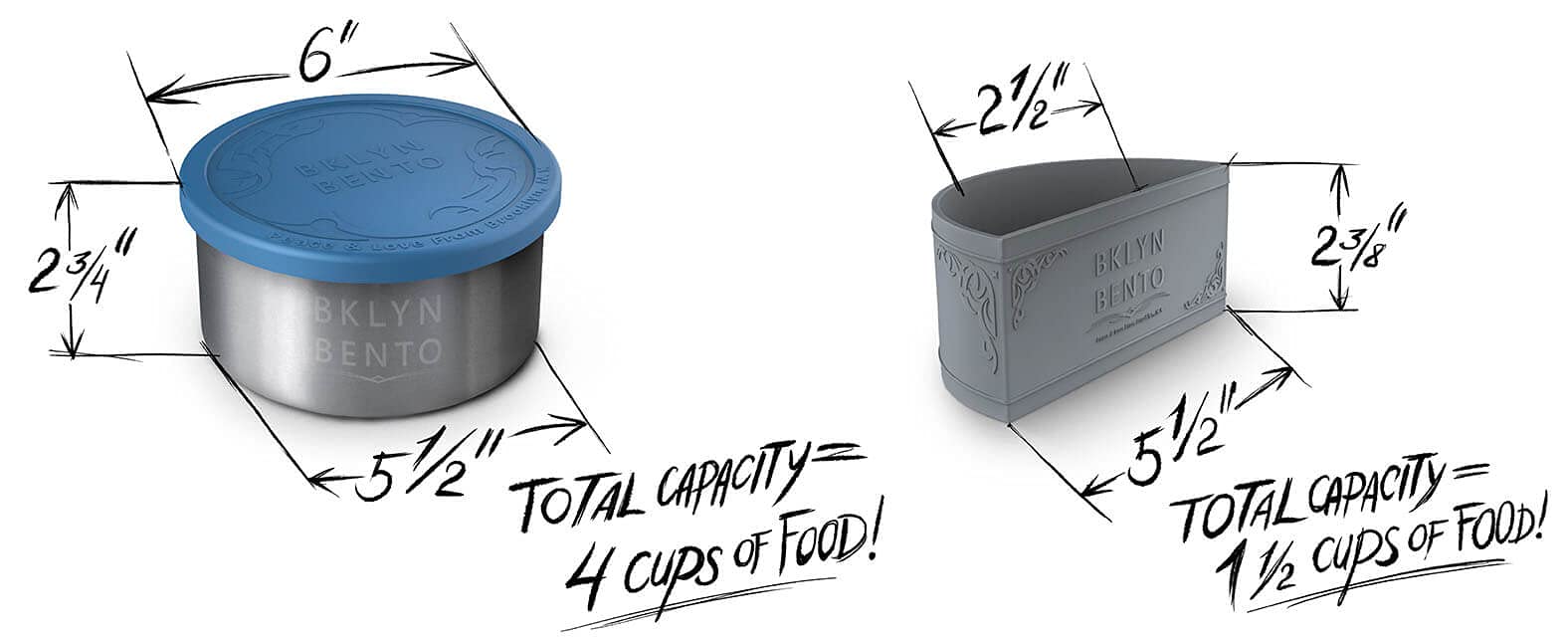 Stainless Steel Food Container With Silicone Food Separator and Leak Proof Silicone Lid | Metal Lunch Box Divider | Bento Box | Portion Control Snacks (Blue & Grey (Food Separator)