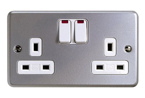 MK Metalclad Plus K2446 ALM 13 amp 2-Gang Double-Pole Switch Socket with Neon