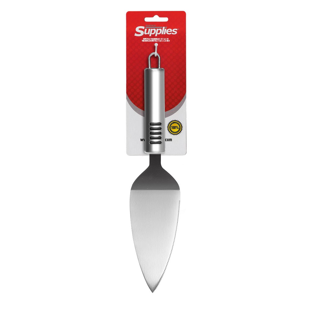 Stainless Steel Triangular Spatula by Topenca with Serrated Edge for Cutting Pie Pastry and Lasagna Has 5 Comfort Grips and Hanging Loop for Easy Storage in Your Home Kitchen