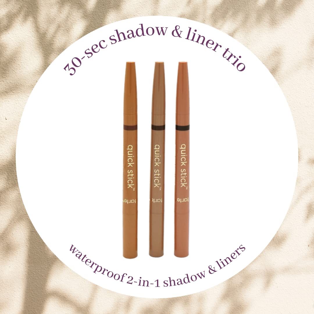 Tarte Cosmetics Holiday 30-Second Eyes Shadow and Liner Trio - Rose Gold Luster, Golden Pink Luster, Golden Bronze Luster,, 3 Count (Pack of 1)