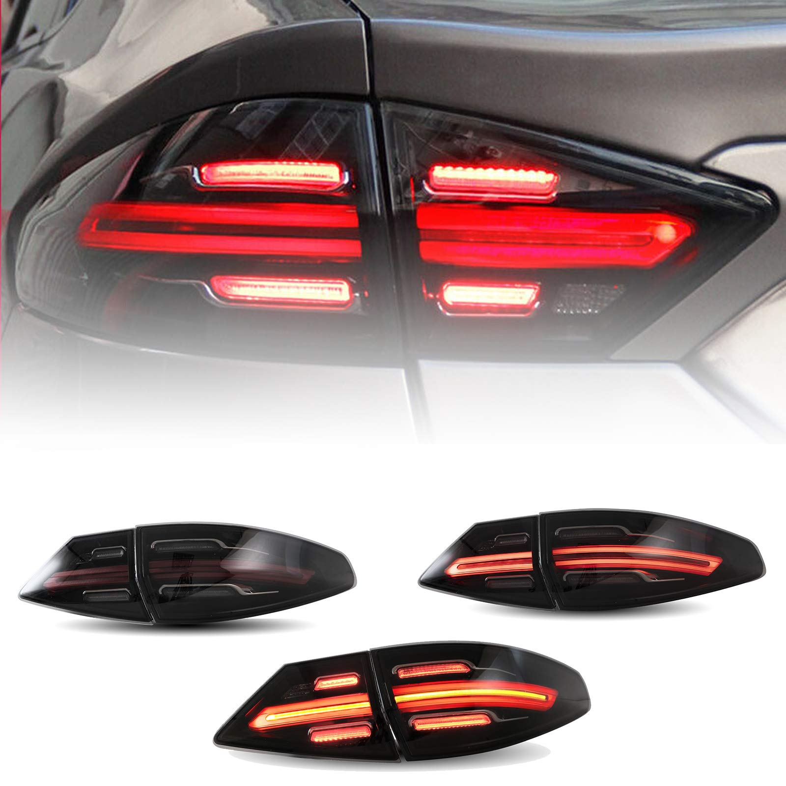 RXC LED Tail Lights Rear Lamps Assembly Compatible for 2013-2016 Ford Fusion / Mondeo w/Sequential Turn Light with Dynamic Animation Breathing DRL(Set of 2)