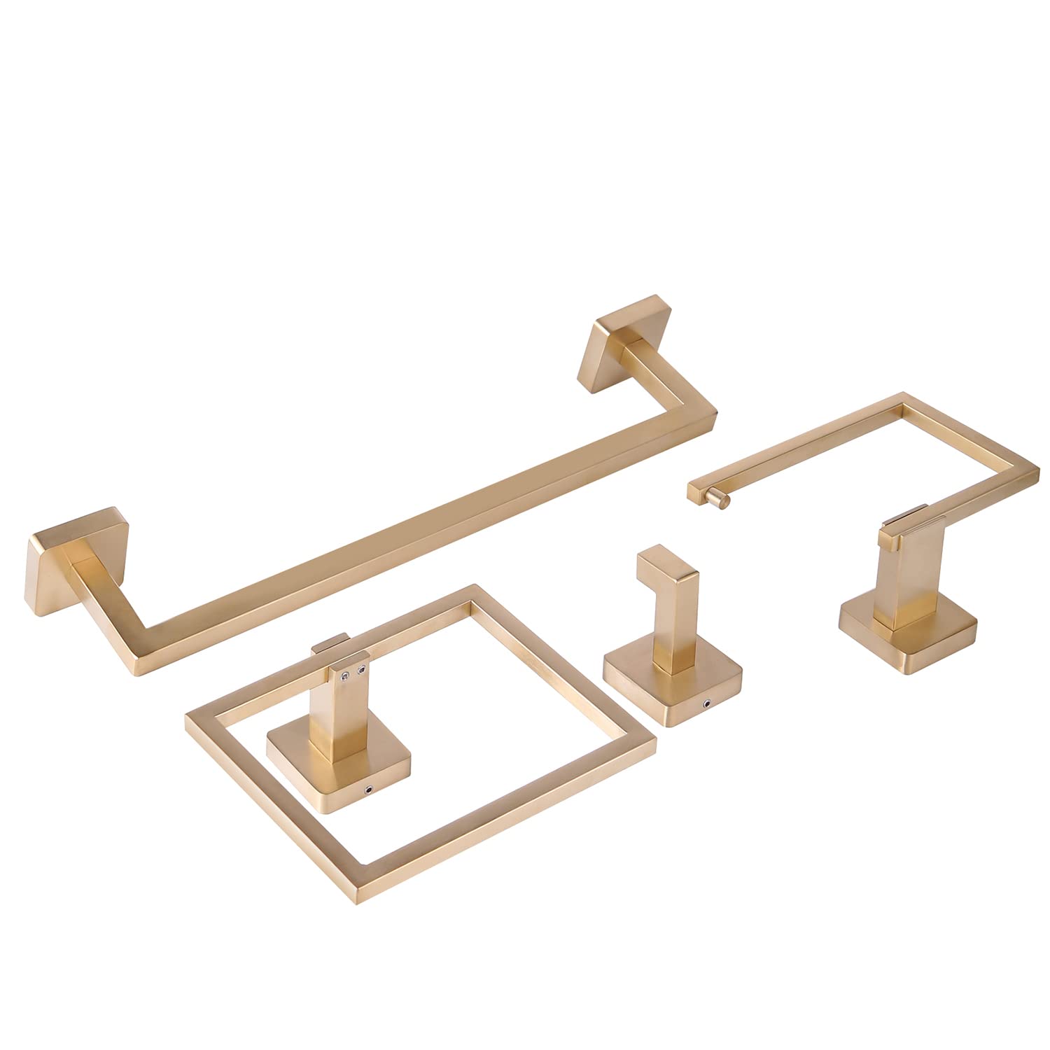 Ntipox 4 Piece Stainless Steel Brushed Gold Bathroom Hardware Accessories Set Include 16 inch Towel Bar Set Gold ,Toilet Paper Holder,Towel Rack Set Gold