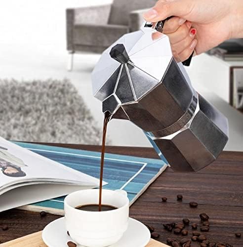 Stovetop Espresso and Coffee Maker, 6 Cup Moka Pot for Classic Italian Espresso, Aluminium Maker Home Camping, Silver