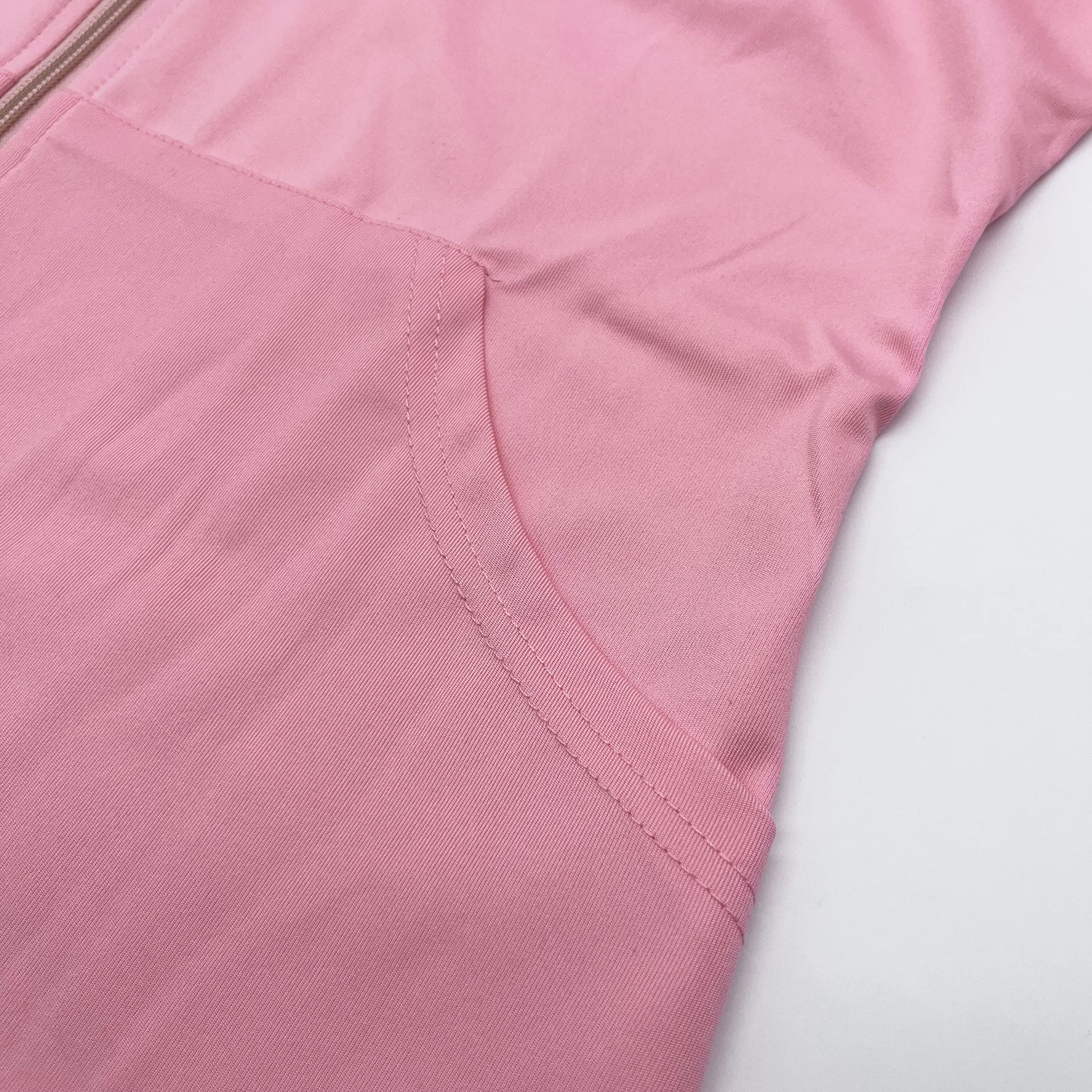 ZDZ 2 Piece Sweatsuits For Women Jogger Set Fall Outfits Long Sleeve Tights Workout Suits Tracksuits With Pocket(Pink-XXL)