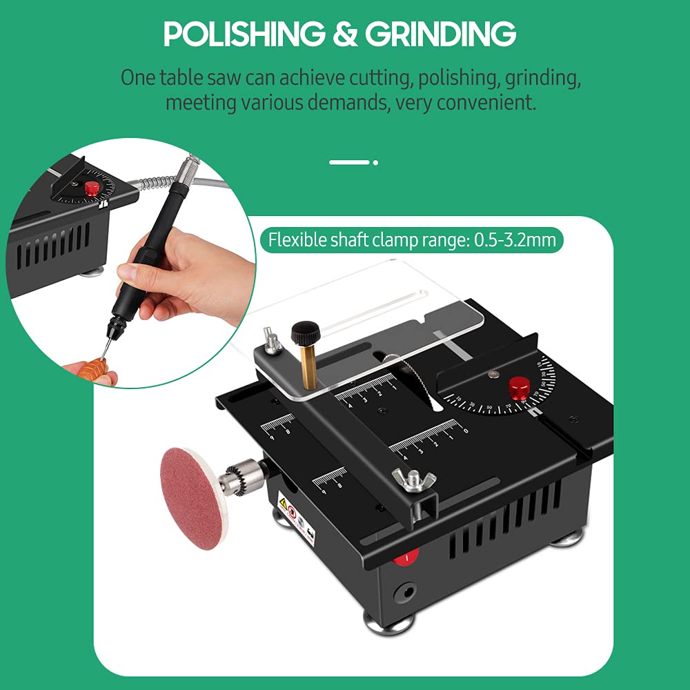 Weytoll Multi-Functional Table Saw,100W Mini Desktop Electric Saw Cutter Speed & Angle Adjustable 16MM Cutting Depth with Blade Flexible Shaft and More Accessories for Wood Plastic Acrylic Cutting