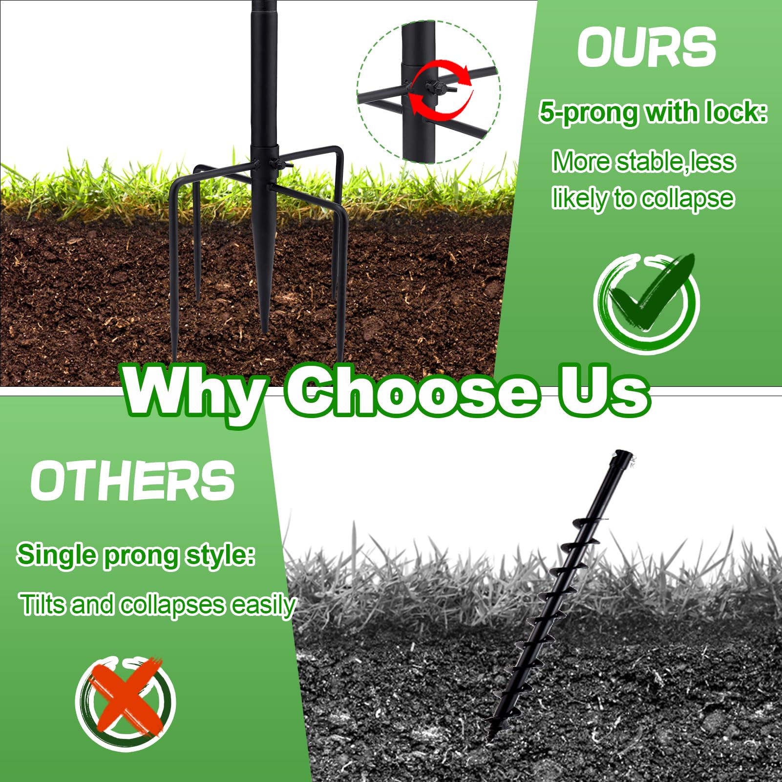 Upgraded Thicken Bird Feeder Pole for Outdoors - Easy to Assemble Heavy-Duty Bird House Stand for Blue Bird, 60in 5 Prongs Base Adjustable Stand Pole Mount Kit