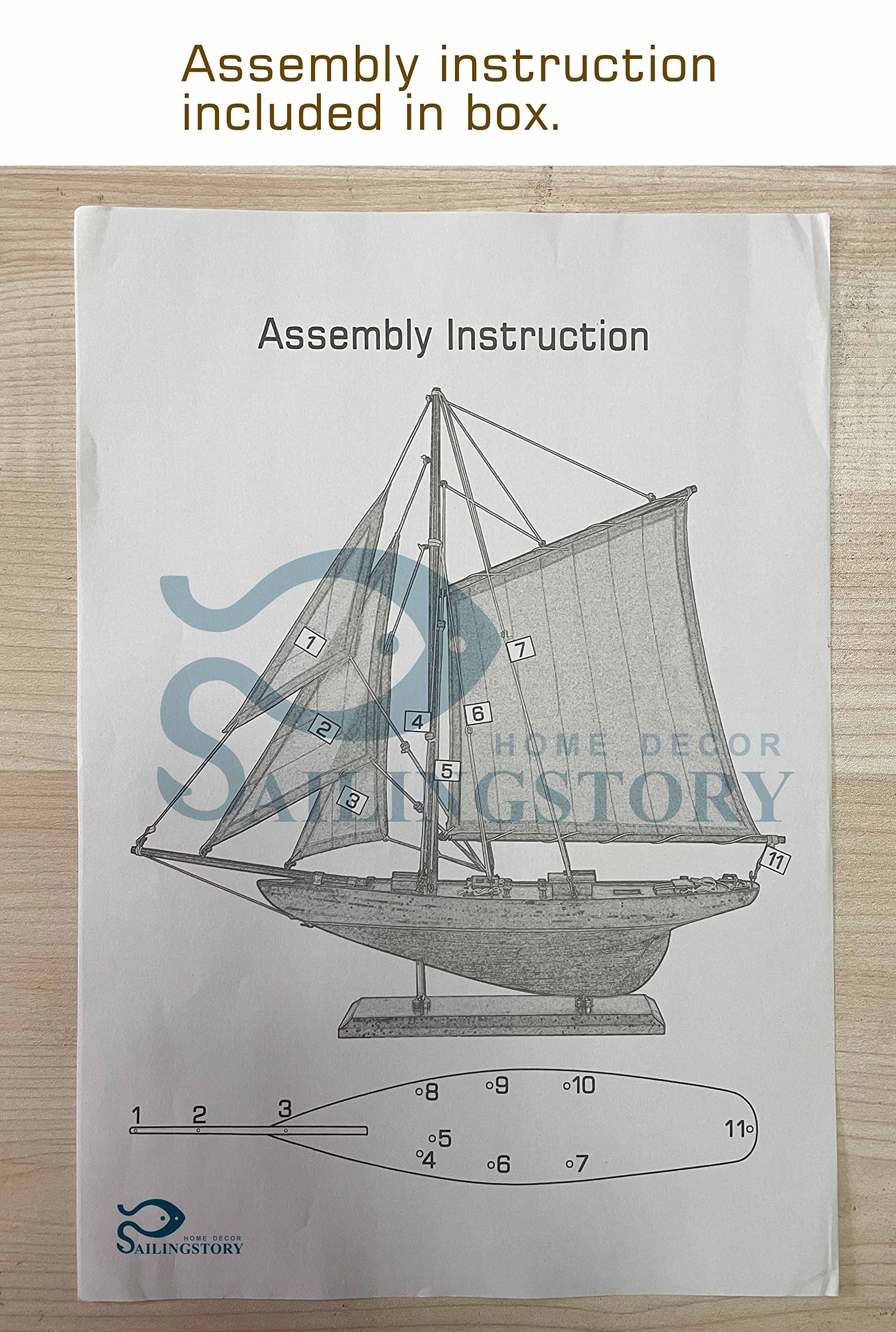 SAILINGSTORY Wooden Sailboat Decor Sailboat Model Boat Decor Ship Model Yacht Navy Antique Finish
