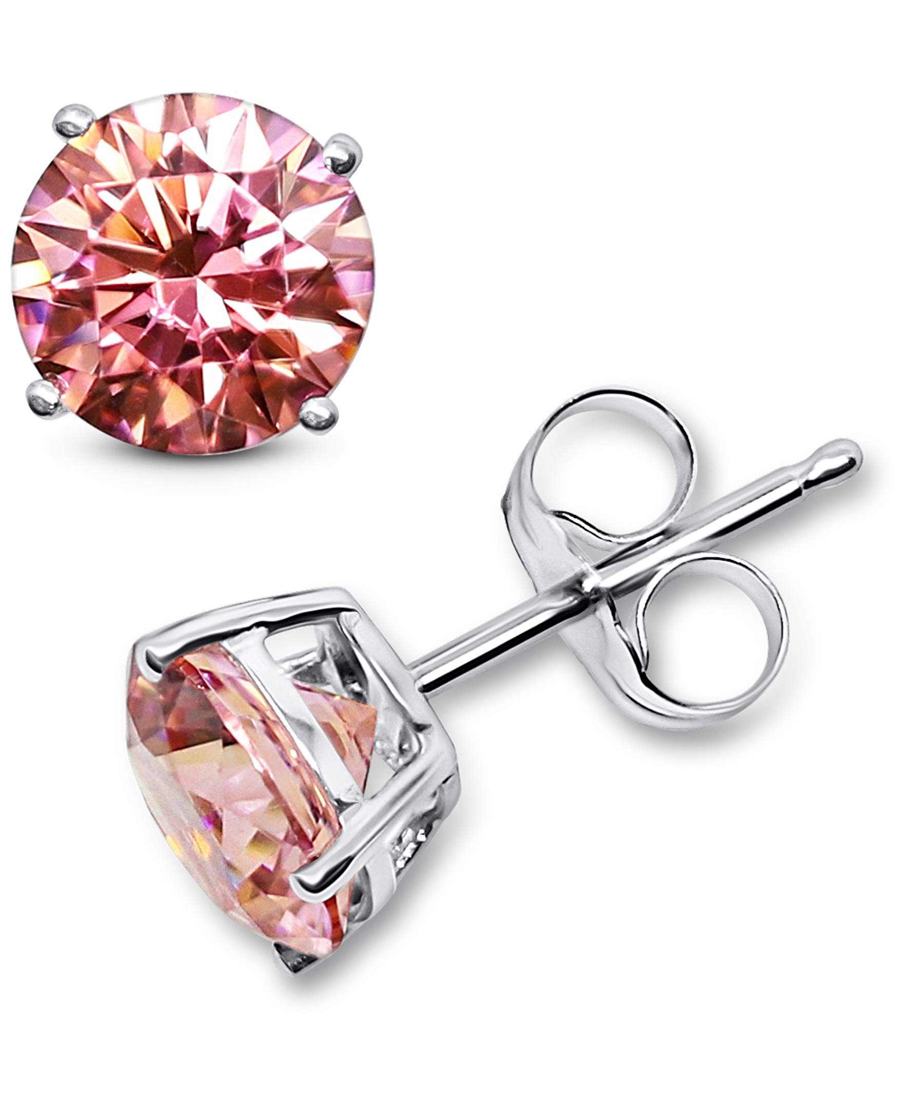 Oro Leoni 14K White Gold Simulated Morganite Stud Earrings, 7mm Round
