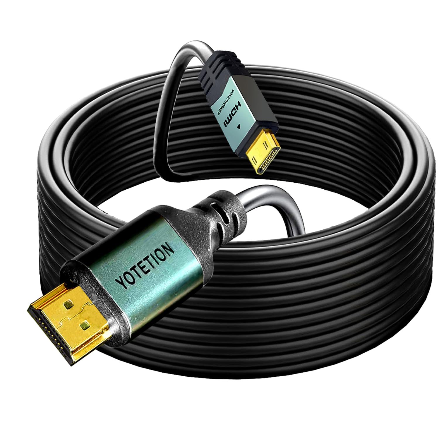 YOTETION Mini HDMI to HDMI Cable 50FT, High-Speed HDMI to Mini HDMI Support 3D 4K/60Hz 1080p 720p Compatible with Camera, Camcorder, Tablet and Graphics/Video Card, Laptop, Raspberry Pi Zero W
