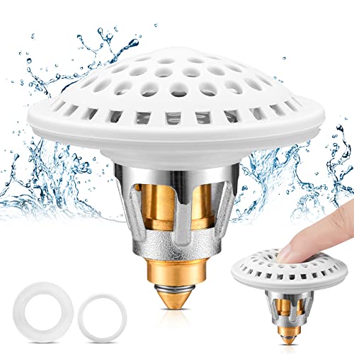 Uxoz Sink Stopper, 2-in-1 Bathroom Sink Stopper with Silicone Hair Catcher, Anti Clogging Sink Drain Strainer, Match for 1.06 to 1.97 Inch Sink Drain Hole