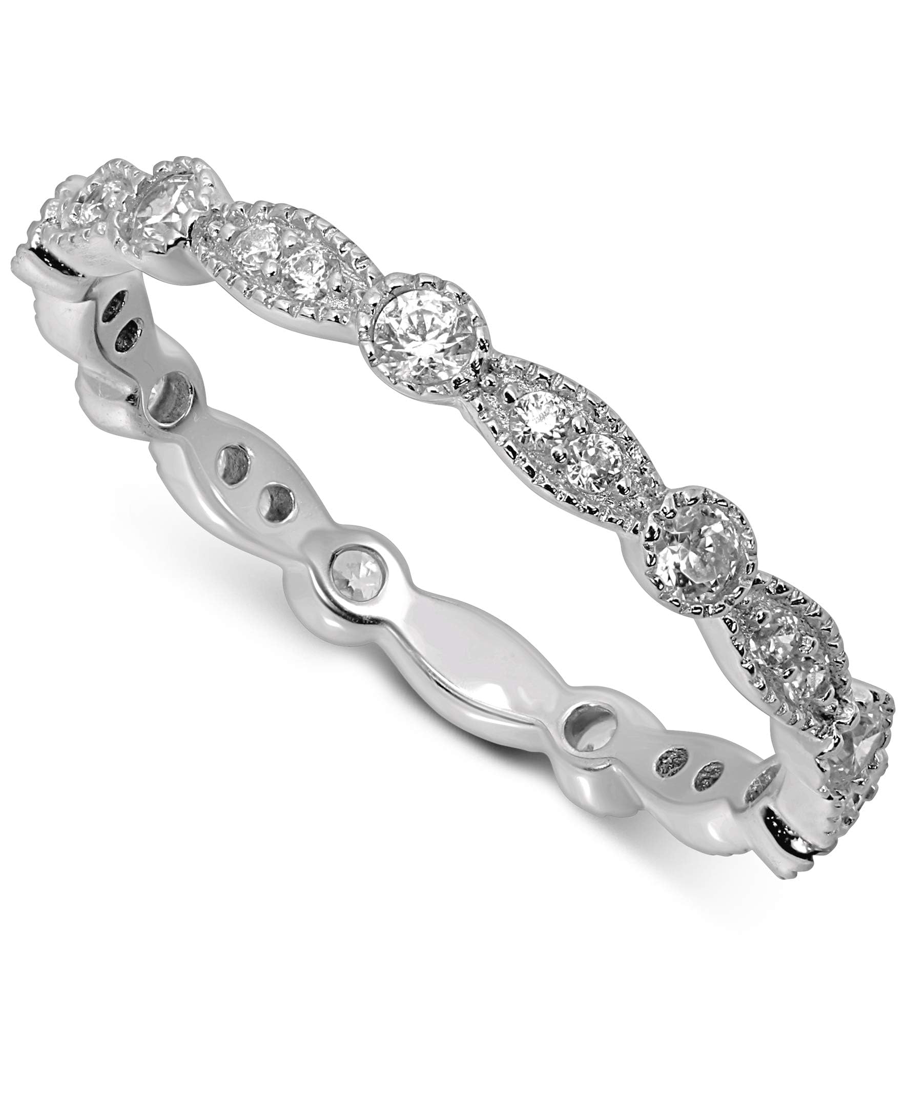 Oro Leoni 925 Sterling Silver Cubic Zirconia Eternity Band Ring. 8