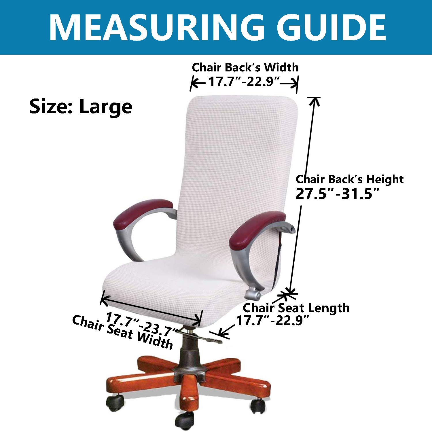 NC HOME Water Repellent Office Chair Slipcover, Removable Washable Anti-dust Universal Chair Covers for High-Back Executive Chair (Medium, Black)