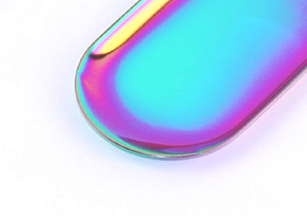 Stainless Steel Towel Tray Storage Tray Dish Plate Tea Tray Fruit Trays Cosmetics Jewelry Organizer Oval Tray (Rainbow)