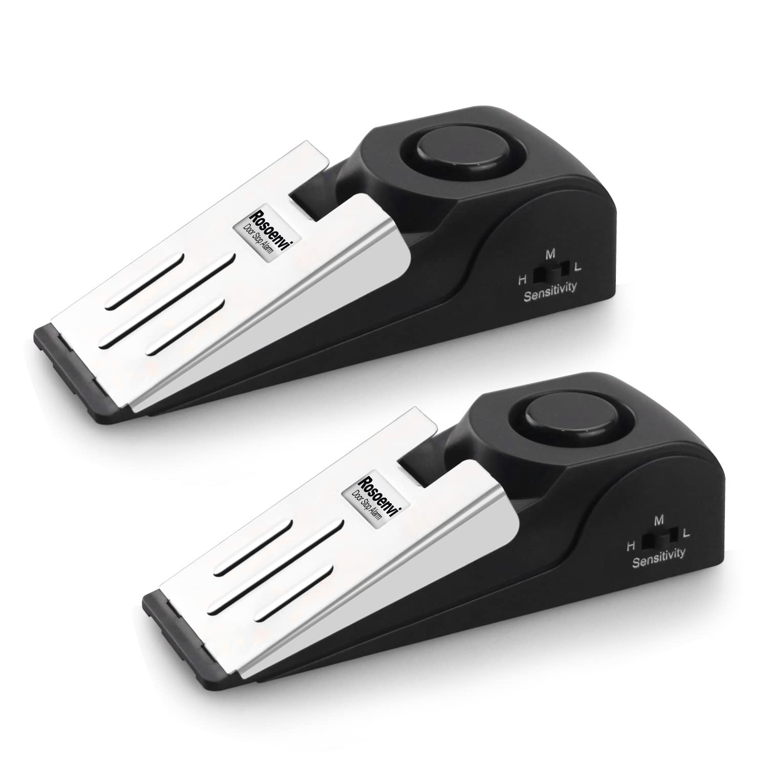 Rosoenvi Door Stop Alarm, Door Stopper with 120DB Security Alarm, Floor Wedge Door Stop Siren, Door Security Devices for Traveling, Apartment, Hotel and Home (Pack of 2)