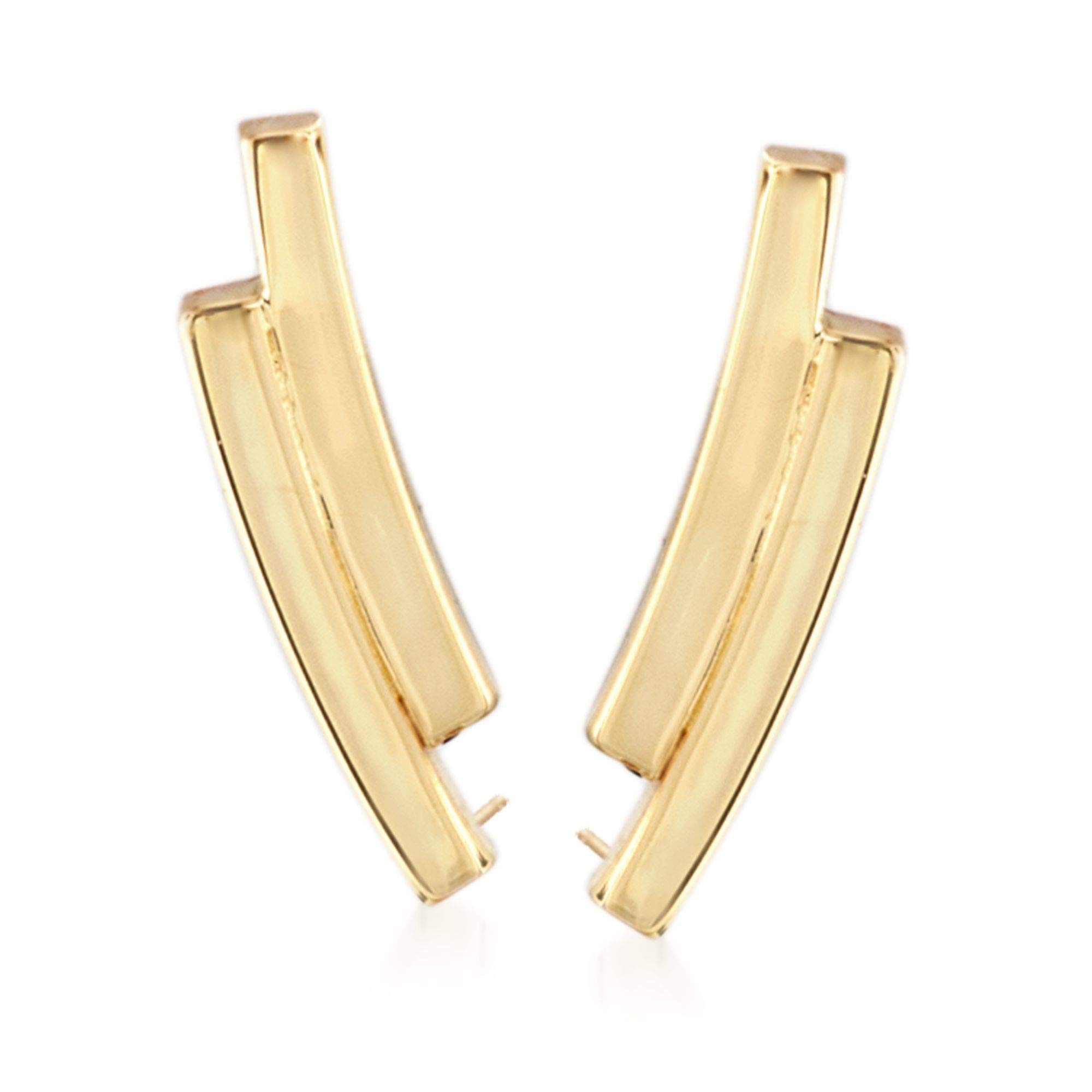 RS Pure by Ross-Simons 14kt Yellow Gold Mini Double-Curve Ear Climbers