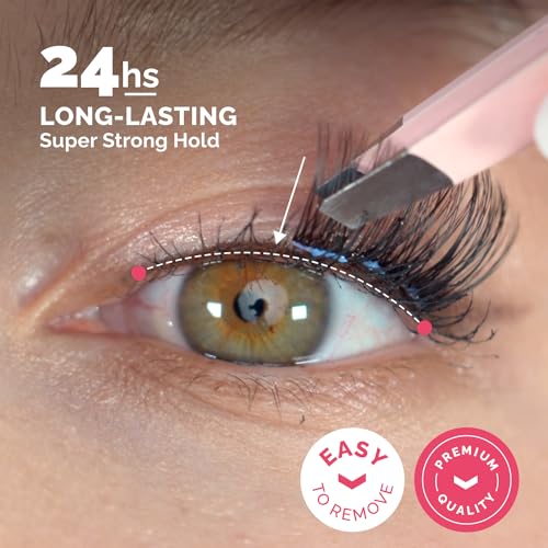 Renata Beauty Lash Glue for False Eyelash Extensions β 24 Hour Transparent Glue for False Lashes β Waterproof Cluster Lash Glue with Dual Function Flexible Brush Tube β Compatible with Glue Remover