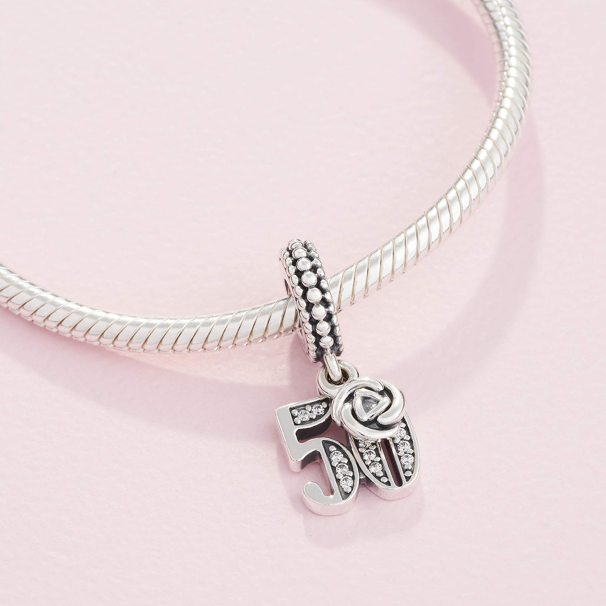 Pandora Jewelry 50 Years of Love Cubic Zirconia Charm in Sterling Silver, No Box