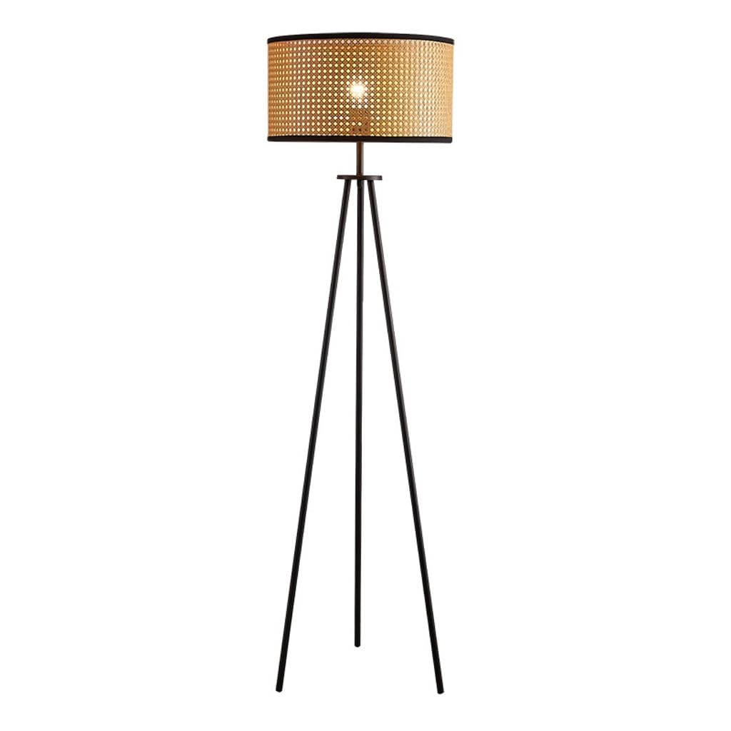 MMLLZEL Simple Floor Lamp Living Room Sofa Study Bedroom Bed Rattan Woven Retro Upright Table Lamp