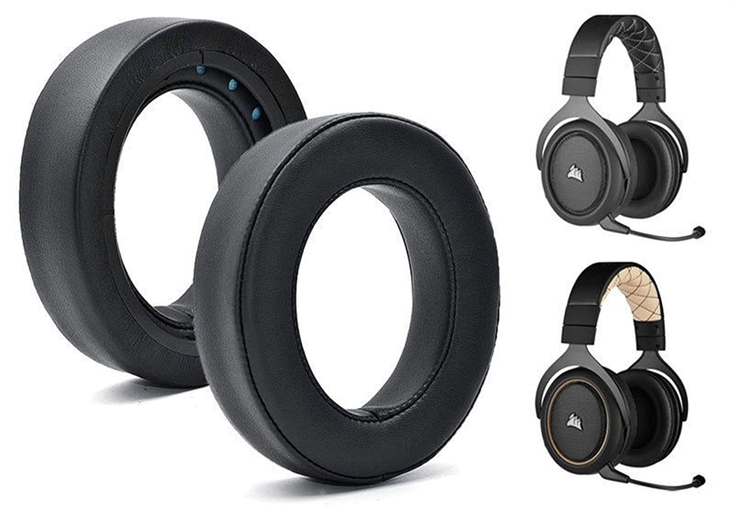 Replacement Ear Pads/Ear Cushions (2 Pack / 1 Pair) Compatible with Corsair HS50 Pro HS60 HS70 Noise Cancelling, Uni-Directional Microphone Stereo Gaming Headset Headphon Earpad Repair Parts