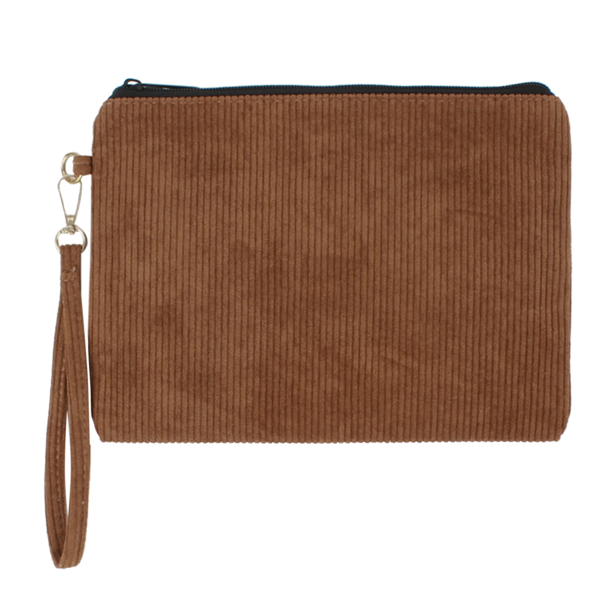 Womens Girls Casual Corduroy Clutch Bag Vintage Solid Color Purse Zipper Wristlet Wallets