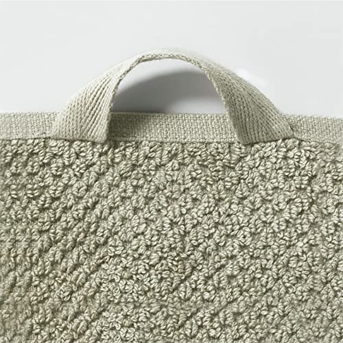 Nate Home by Nate Berkus 100% Cotton Textured Rice Weave Bath Towel Set of 4 | Soft and Absorbent Solid Bathroom Towels from mDesign - Set of 4, Lichen (Sage Green)