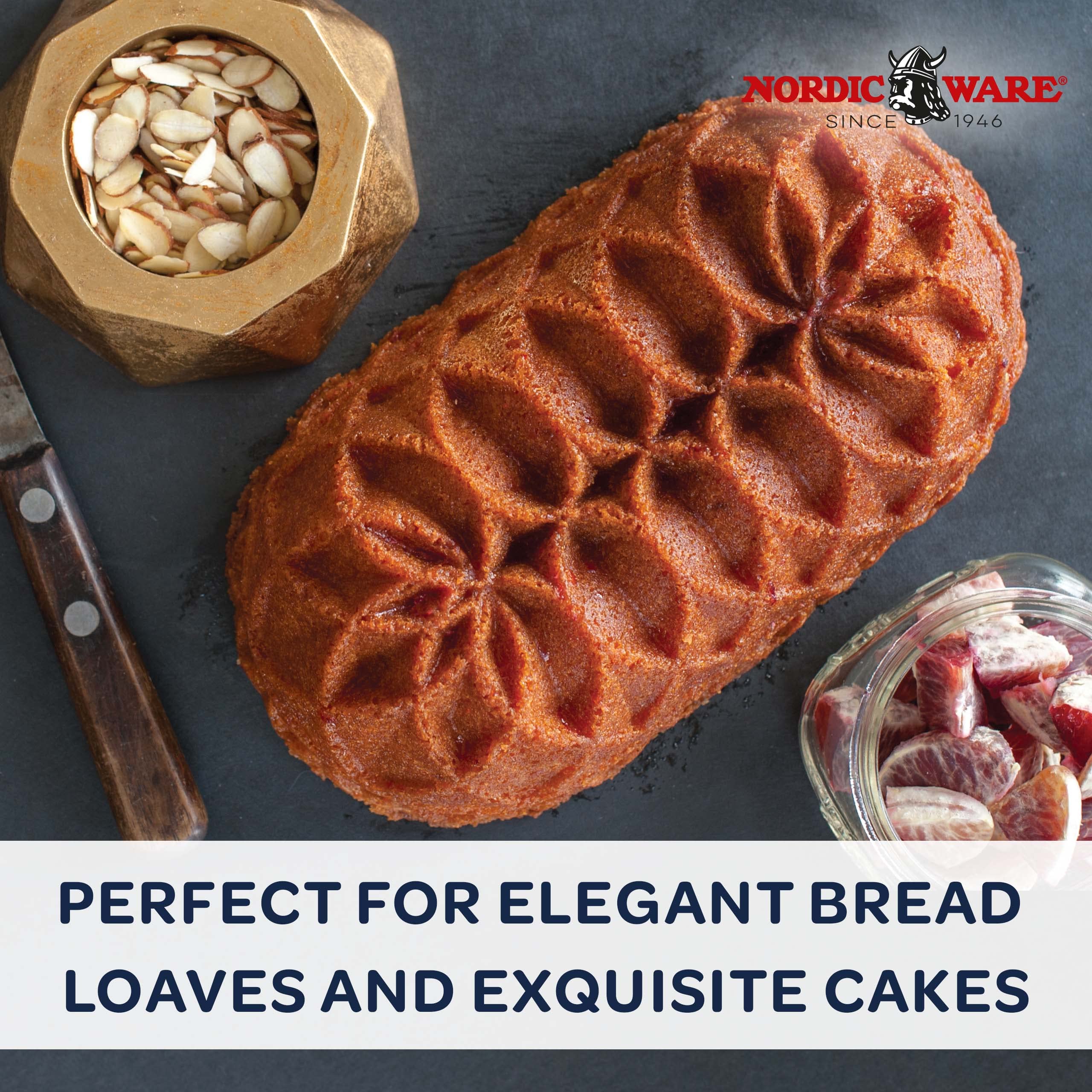 Nordic Ware Wildflower and Jubilee Loaf Pans, 6-Cup, Toffee and Gold