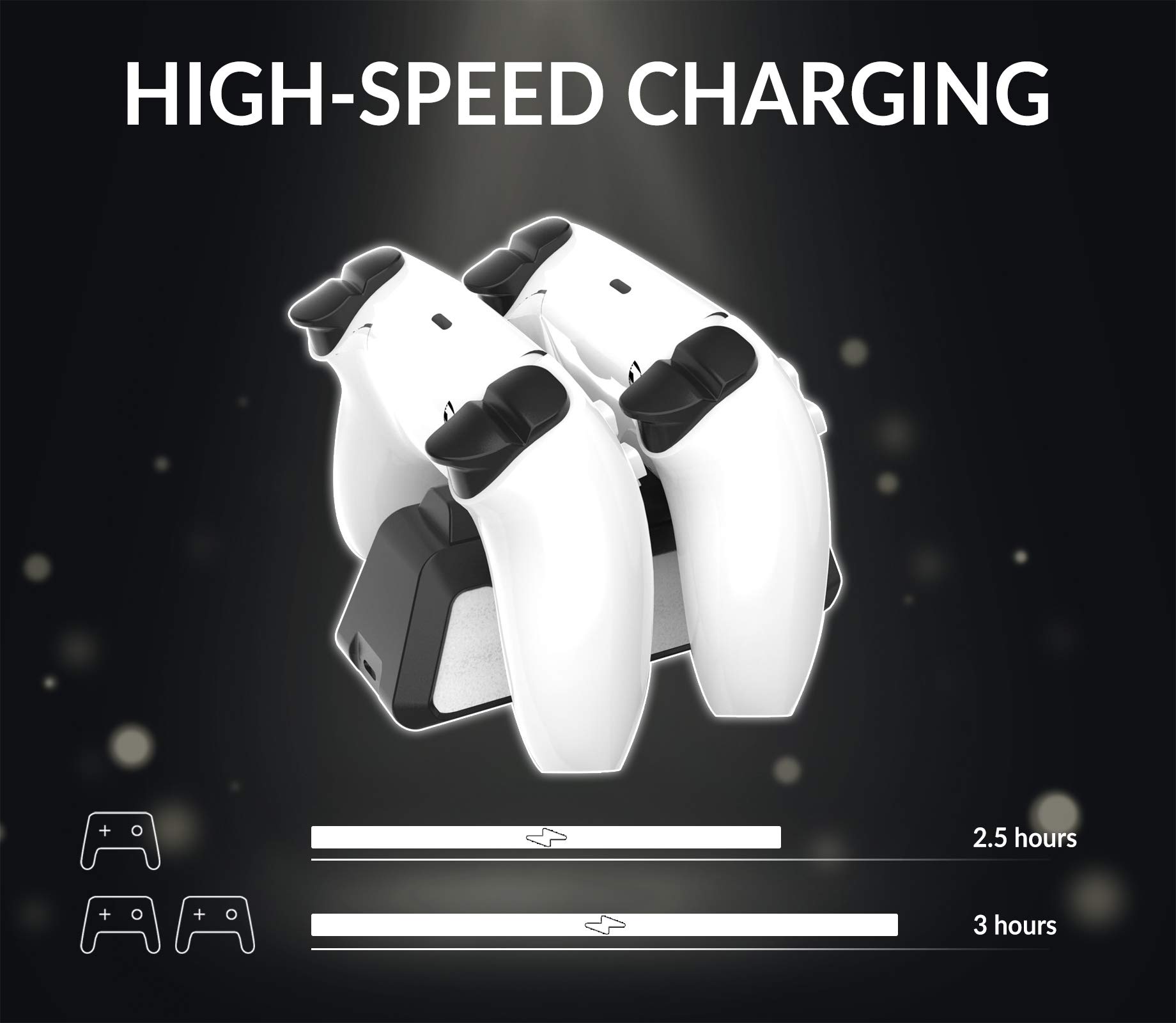 Real 2500mA PS5-Charging-Station Skyview PS5-Fast-Charger Sense-Controller-Charger PS5-Controller-Charger-Station
