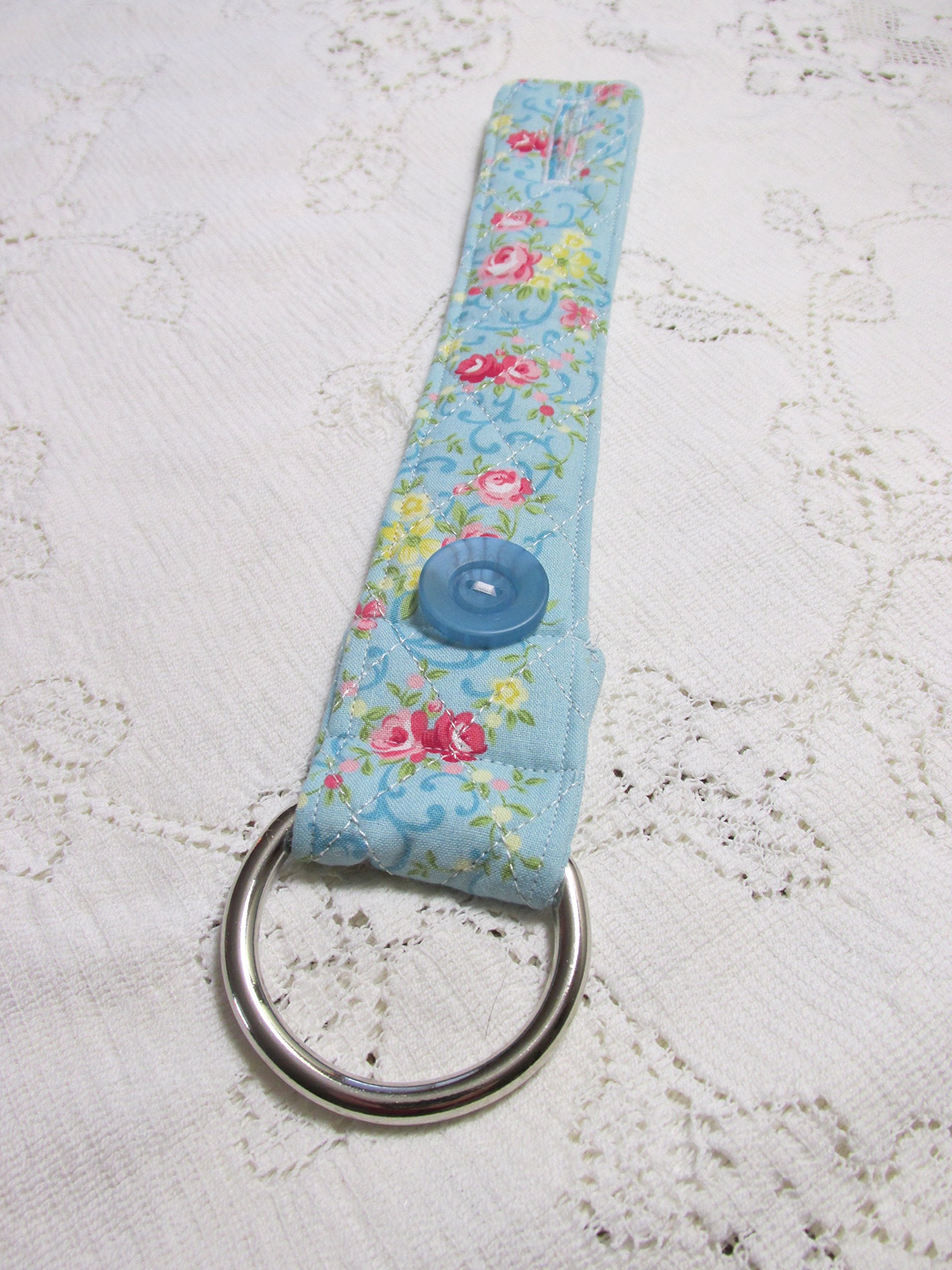 Shabby Chic Blue Roses Quilted Kitchen Towel Holder - Heavy-Duty D-Ring - Kitchen Towel Hanger - Towel Keeper