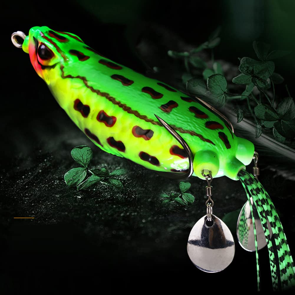 Topwater Frog Lures, Hollow Body Silicone Soft Frog Lure, Sequins Weedless Topwater Lures, Topwater Frog Crankbait Tackle No. 3 Color