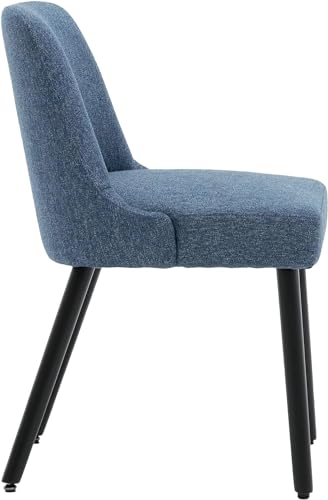 MINCETA Dining Chair,Morden Wood Leg Upholstered Kitchen Chair Set of 2,Performance Fabric in Navy