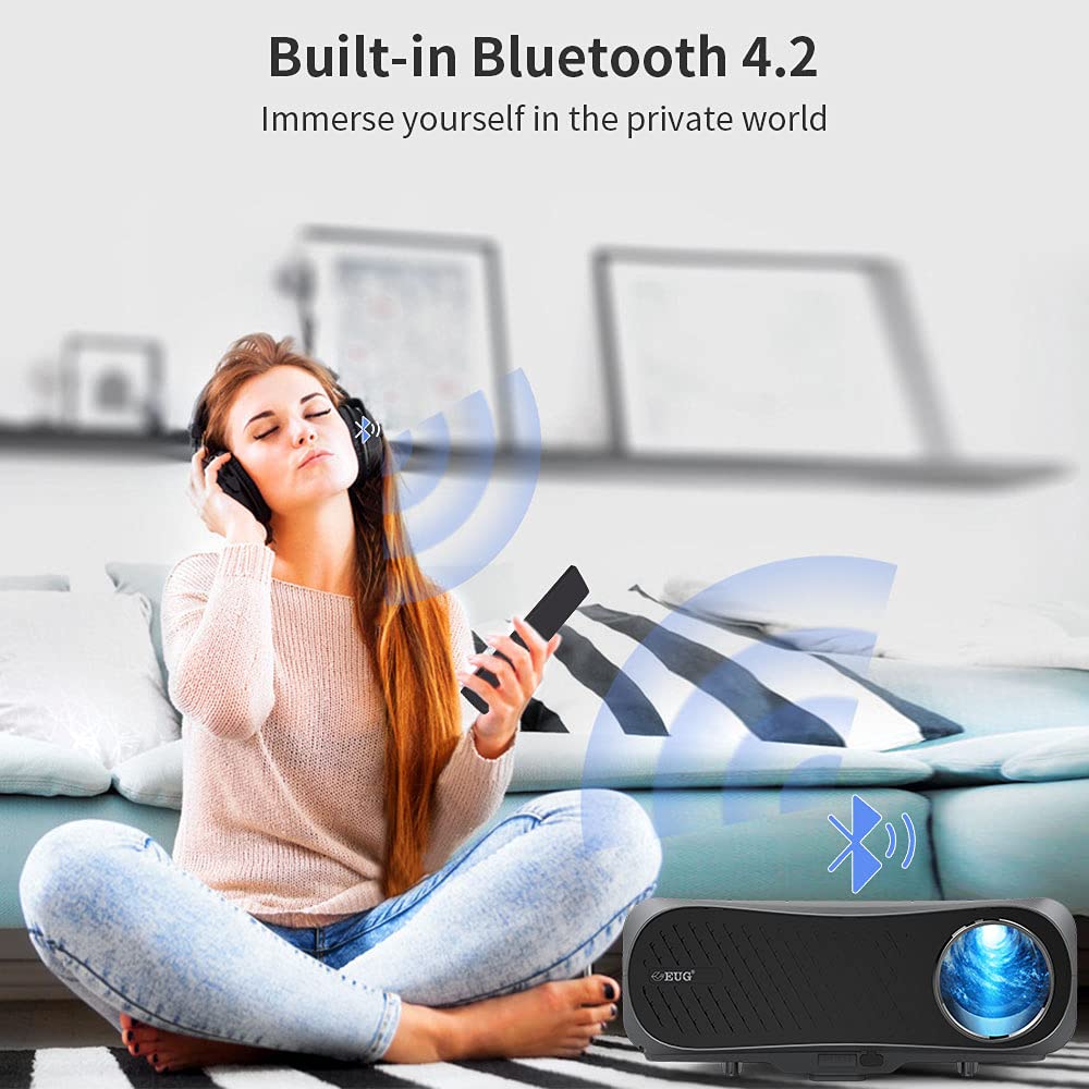 Native 1080P 5G WiFi Bluetooth Projector,10000LM Full HD Movie Projector Android OS, 200" Display Outdoor Movie Projector Support 4k Home Theater Wireless Mirroring for Smartphone/PC/TV Stick/HDMI/USB