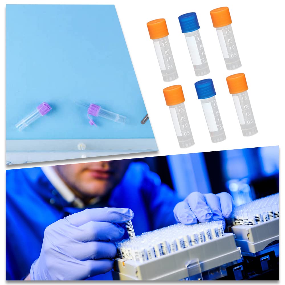 Ycnpeatt 20 Pcs 1.8 ml Graduated Plastic Clear Test Tubes Small Bottle Sample Container Plastic Sample Bottles for Scientific Experiments