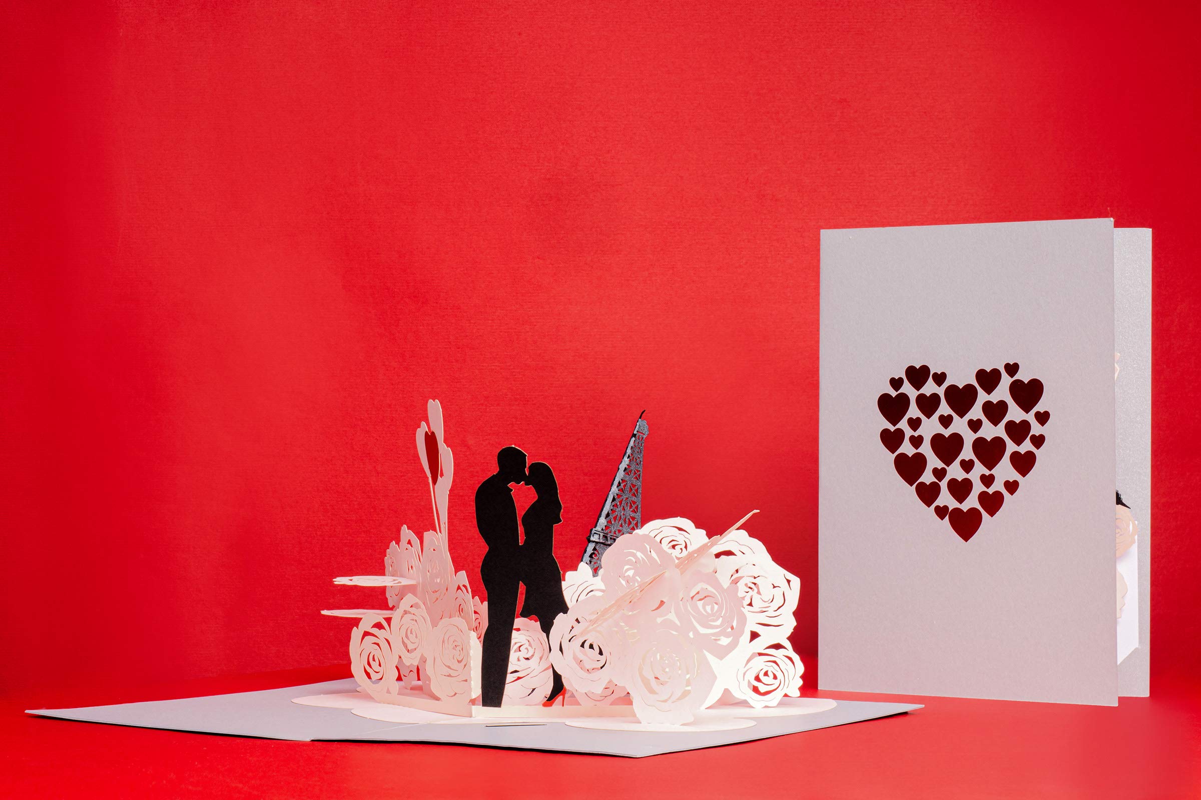 Paper Love Valentines Day Pop Up Card, Eiffel Tower, 3D Popup Greeting Cards, For Wedding, Anniversary, Valentine’s Day, Love, Romance, Birthday, All Occasion
