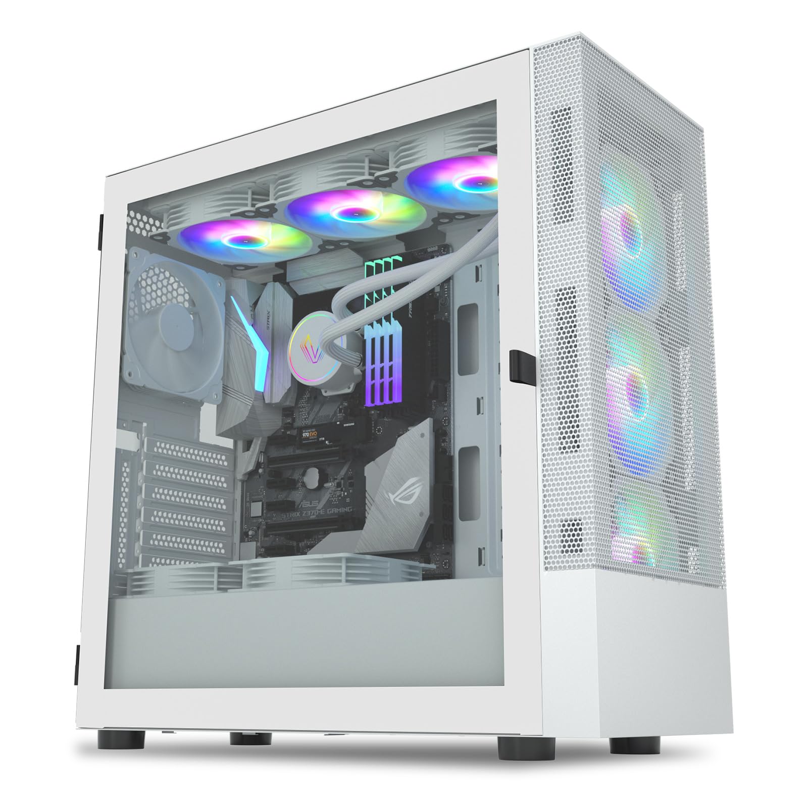 Vetroo AL600 Pink ATX Mid-Tower Gaming PC Case with Pre-Installed ARGB and Airflow Fans, Top 360mm Radiator Support