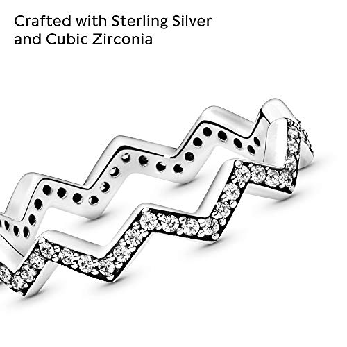 Pandora Jewelry Shimmering Zigzag Cubic Zirconia Ring in Sterling Silver, Size 4.5