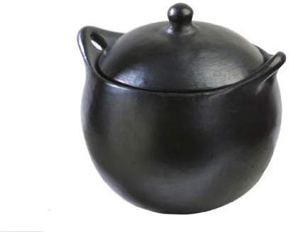 Toque Blanche Clay Pot Essentials - Versatile Clay Cooking Pots, Handmade Earthenware Cookware - Perfect for Cooking Soups, Stews, and More | Black - 6-Quart Large Pot with Handle & Lid