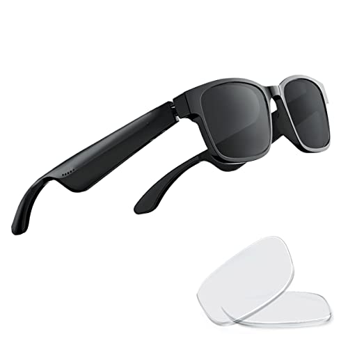 VIOZEE Smart Glasses with Voice Assistant: Blue Light Filtering & Polarized Sunglass Lenses Touch Control Open Ear Surround Sound with Built-in Mic & Speakers