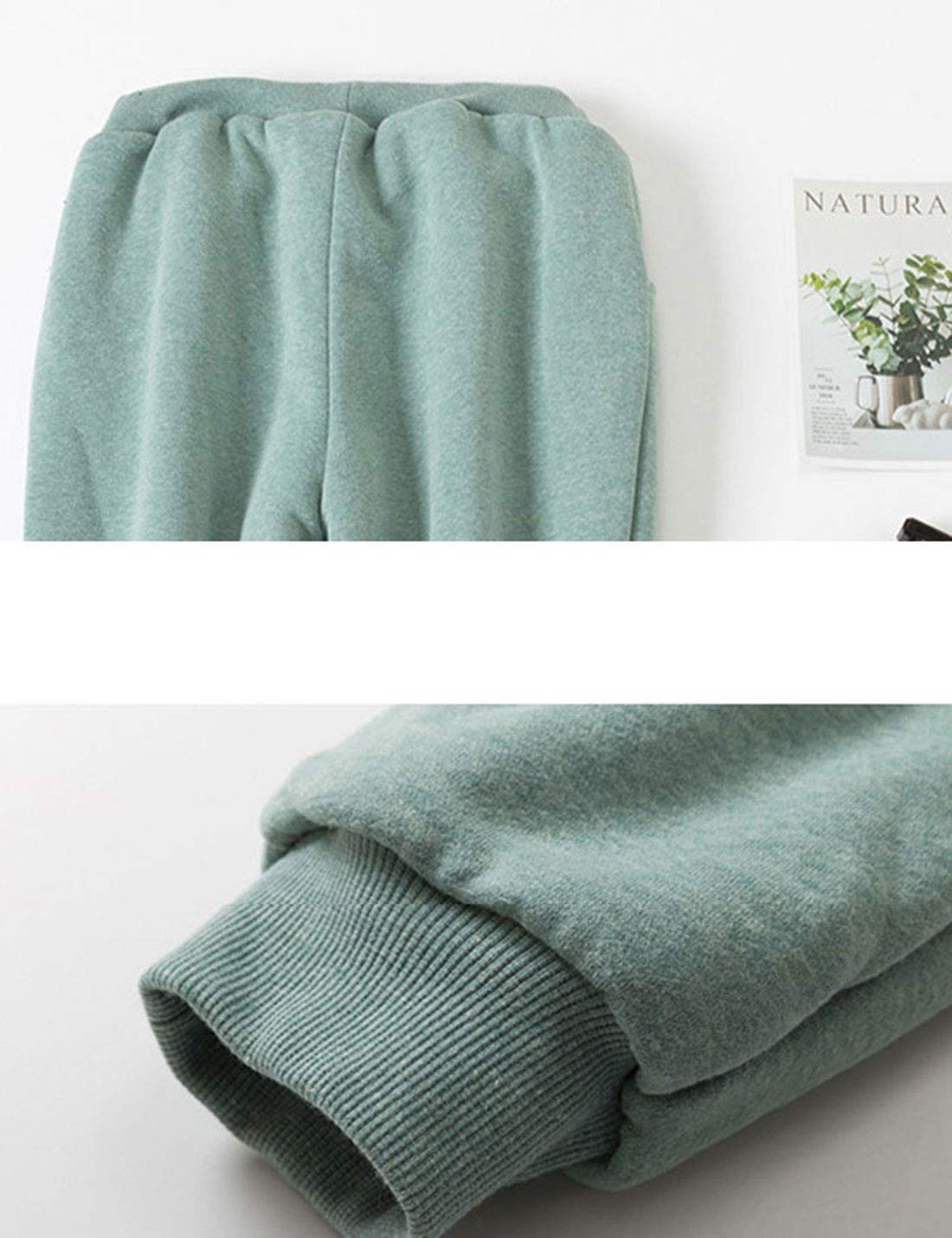 Omoone Women's Loose Winter Thick Fleece Lined Jogger Harem Pants Sweatpants(1030-Bean Green-L)