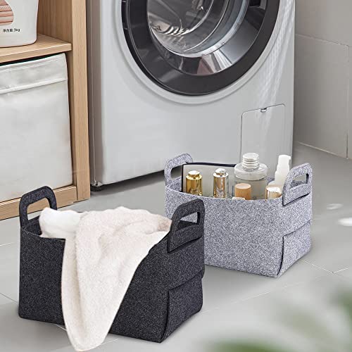 Storage Basket Felt bag,Closet Storage Bins Convenien with Handles Storage Box Collapsible & Convenient Box Organizer for Office Bedroom Closet Babies Nursery Toys Laundry Organizing (Light Grey)