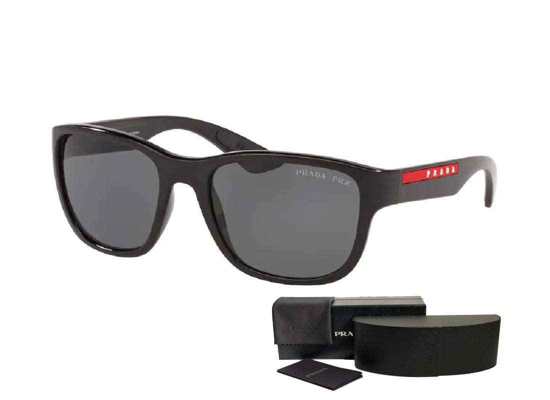 Prada PS01US ACTIVE 1AB5Z1 55M Black/Grey Polarized Square Sunglasses For Men For Women+ BUNDLE With Designer iWear Eyewear Kit