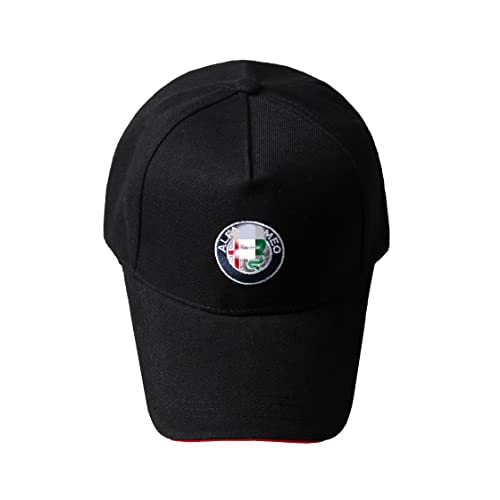 Universal Cap Car Logo Embroidered Men Women Adjustable Baseball Cap for Alfa Romeo Accessories, One Size Black