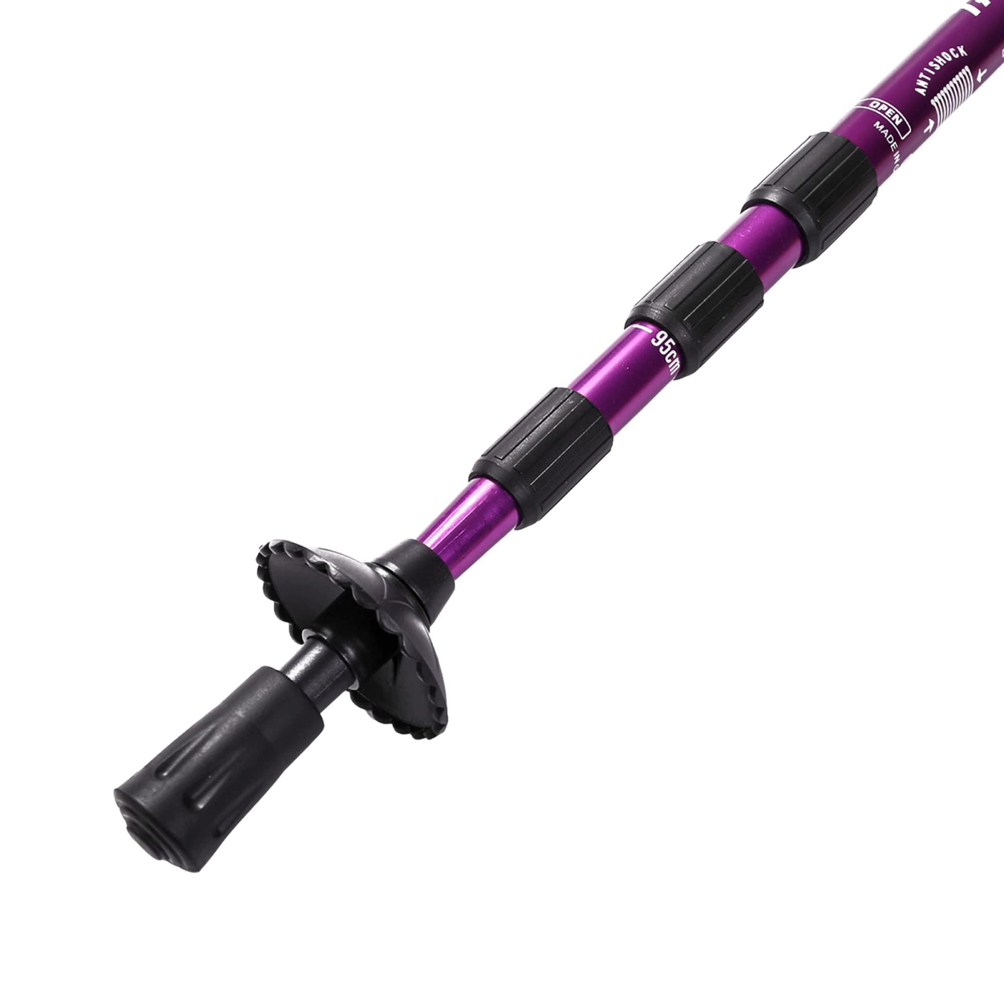 Trekking Walking Poles Adjustable for All Heights, Collapsible Hiking Poles Durable & Lightweight Aluminum Alloy High-strength Hiking Accessory (One Size, Straight Handle Purple)