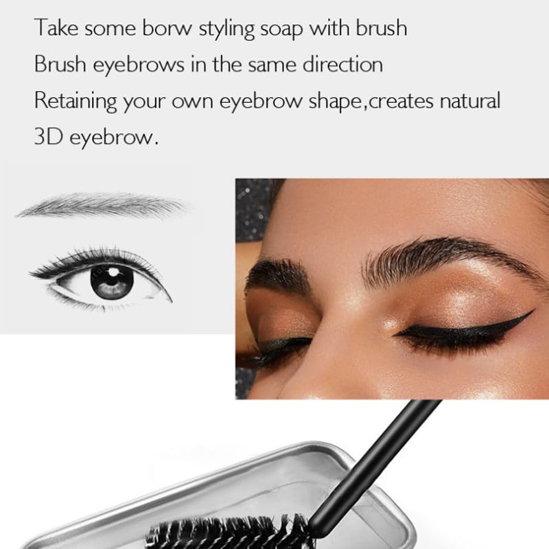 Pack of 2, 3D Eyebrow Gel Clear, Eyebrow Soap Kit, Brow Pomade, Eyebrow Styling Soap, Durable, Waterproof, Smudge Proof for Natural Brows, Wax Brow Setting Gel with Brush
